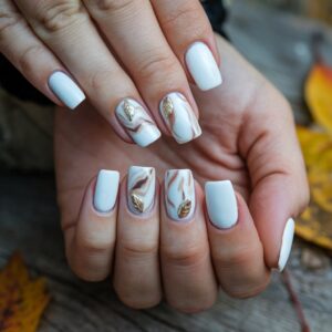 20 Stunning White Fall Nails for a Chic Autumn Look - DIGIDIA