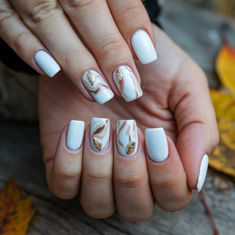 20 Stunning White Fall Nails for a Chic Autumn Look - DIGIDIA
